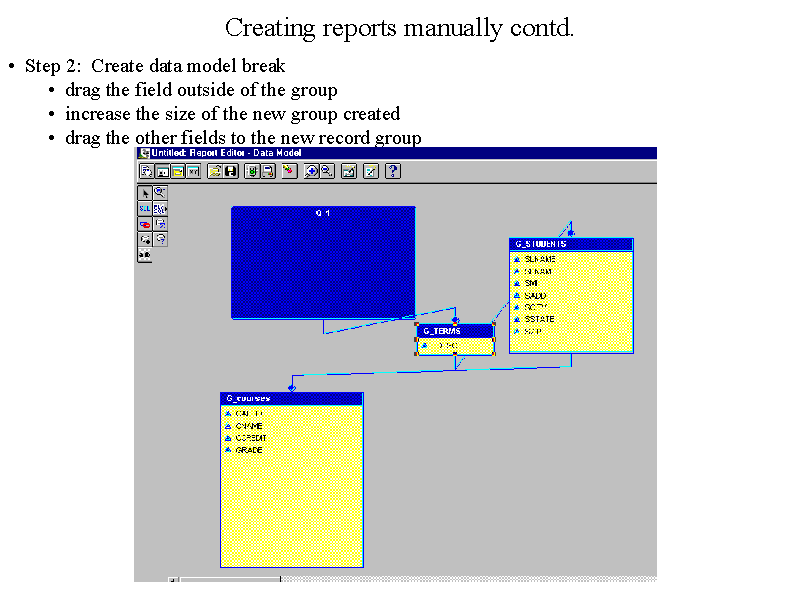 Creating reports manually contd.