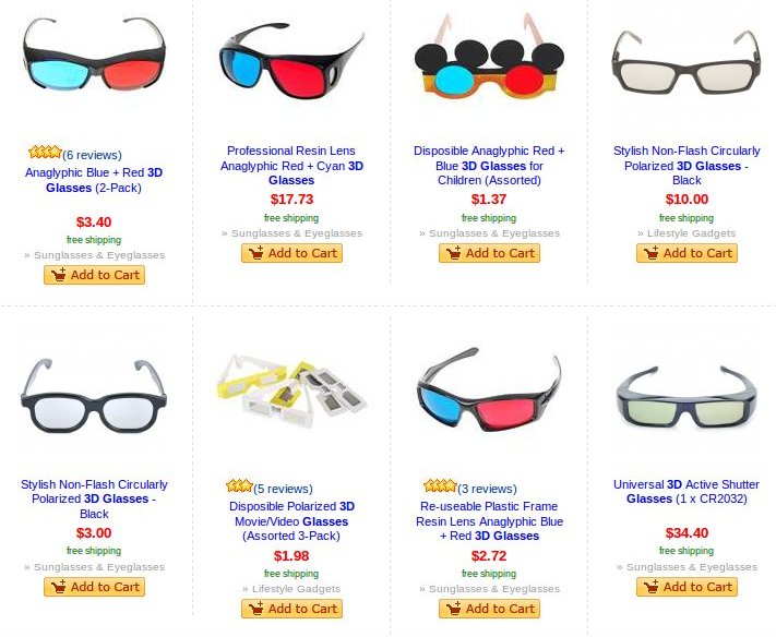 Many Types Of 3D Glasses And Stuff
